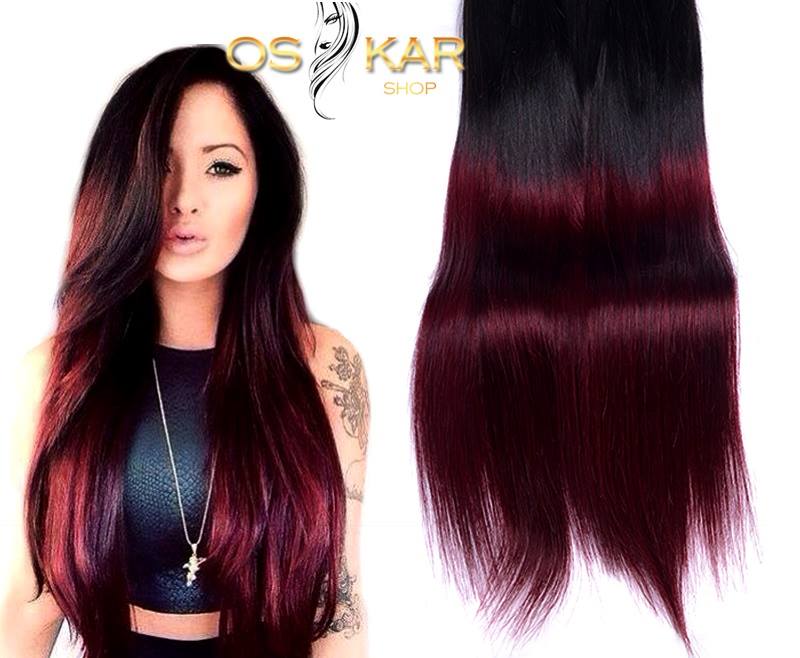 Half Head Hair Extensions Diamond #1B Burgundy - Oskar Shop UK